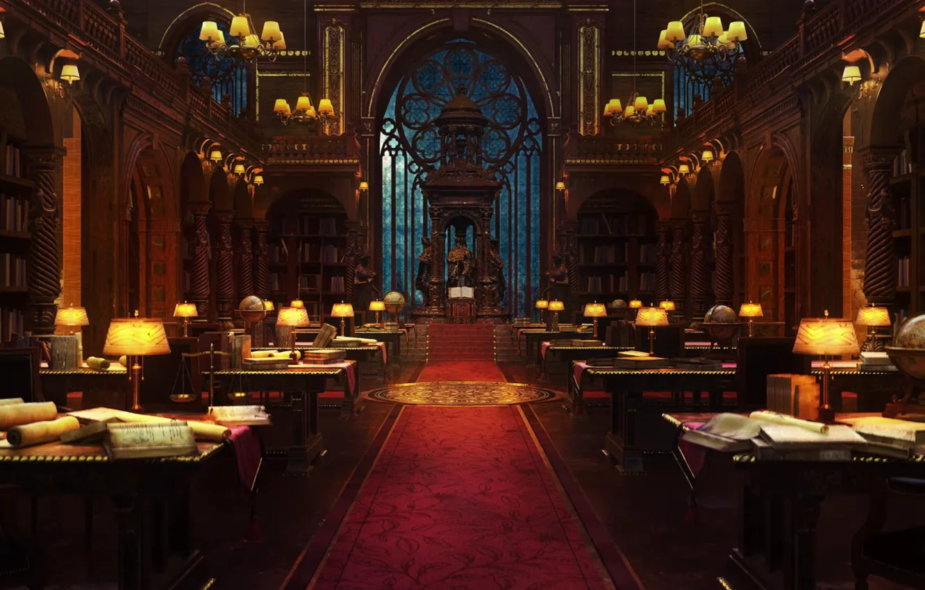 Wallpaper lights, lamp, books, bookshelf for mobile and desktop ...