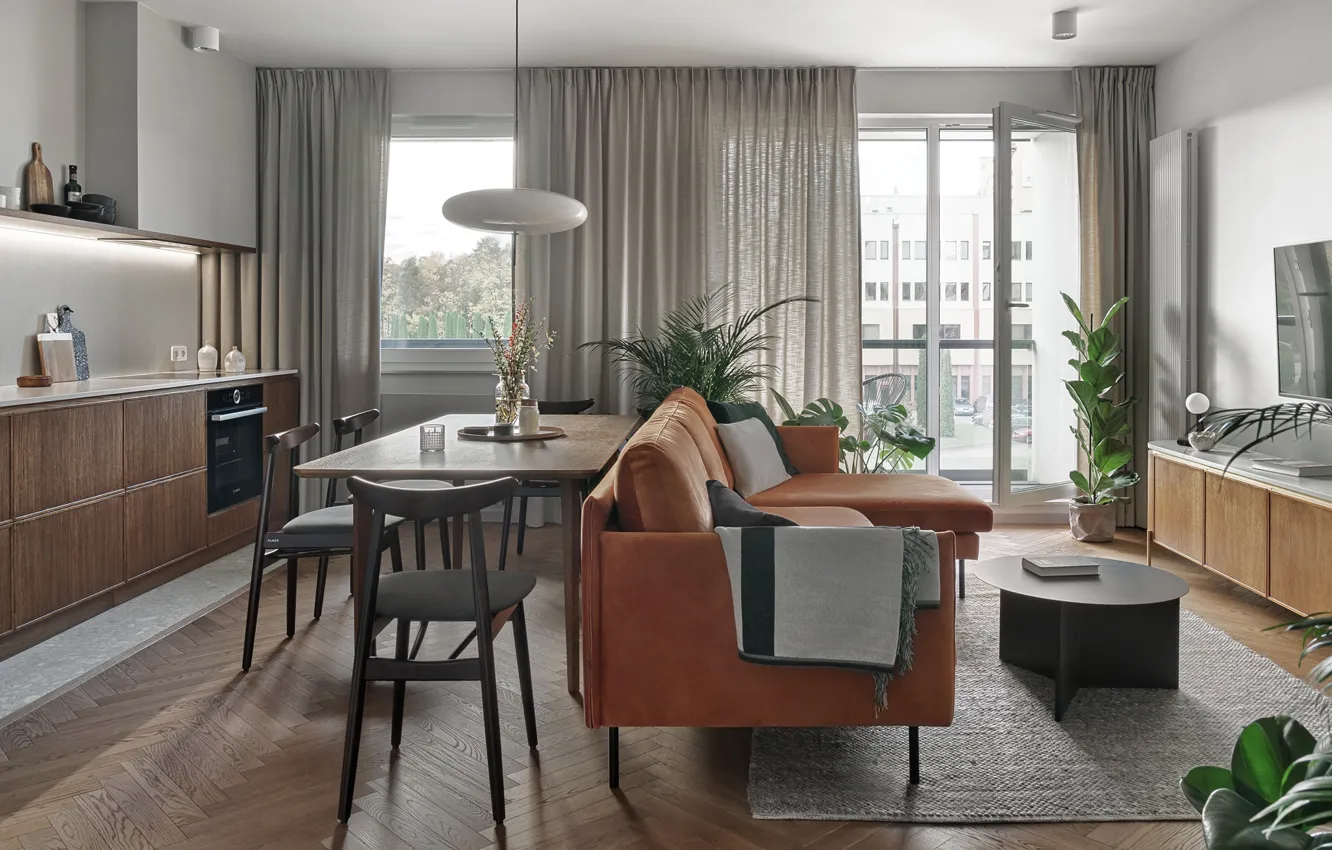 Wallpaper design, style, interior, Poland, kitchen, living room, Poland ...