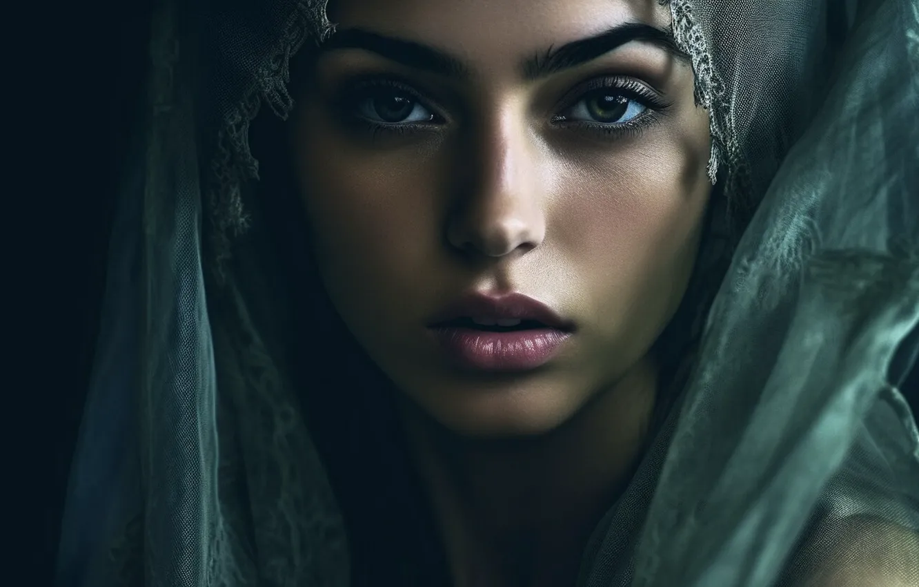 Wallpaper girl, face, portrait, AI art, neural network for mobile and ...