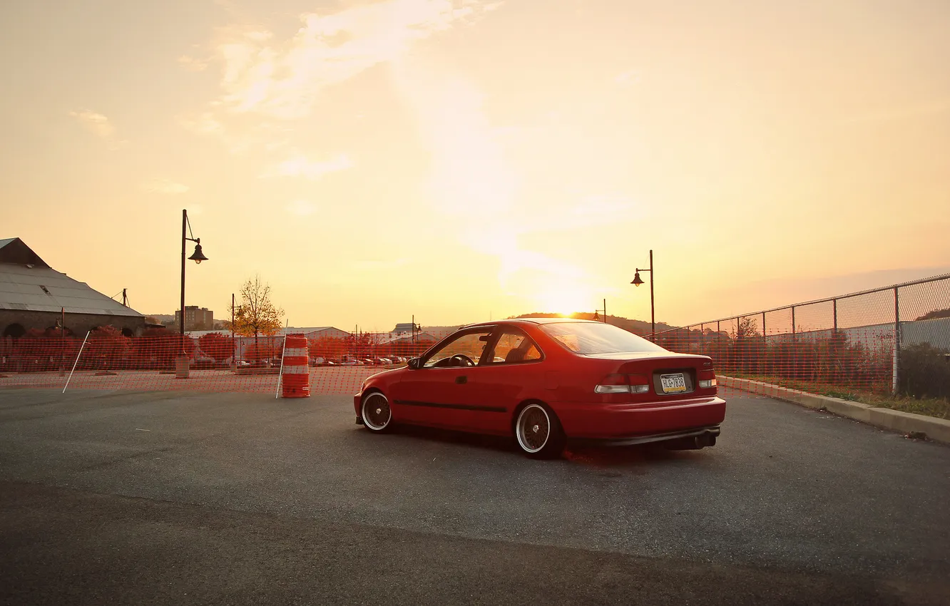 Wallpaper sunset, red, Honda, red, Honda, tuning, civic, civici for ...