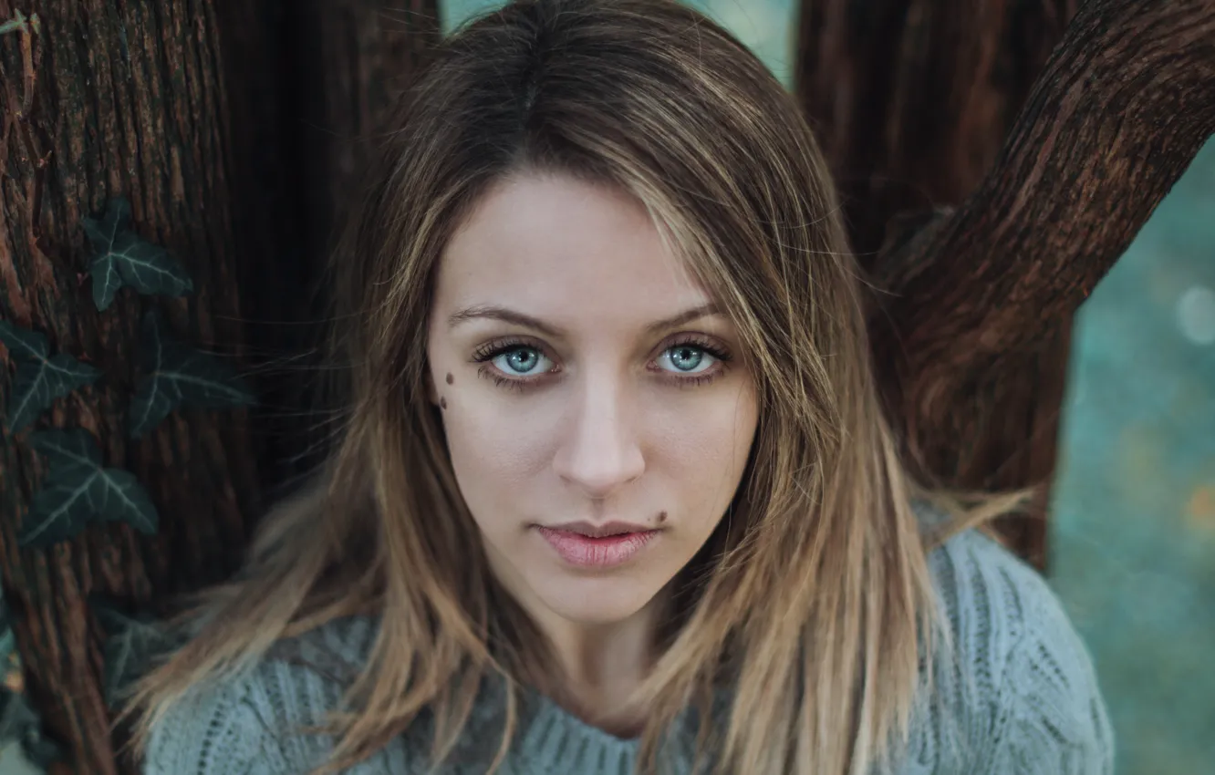 Wallpaper Eyes Look Girl Face Background Hair For Mobile And