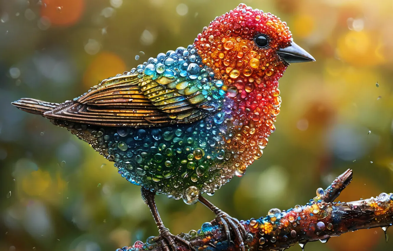 Wallpaper Bird, Rainbow, Ai art, Iridescent for mobile and desktop ...