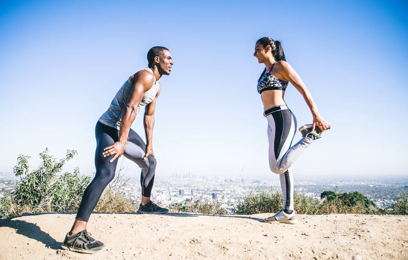Wallpaper couple, run, workout for mobile and desktop, section спорт ...