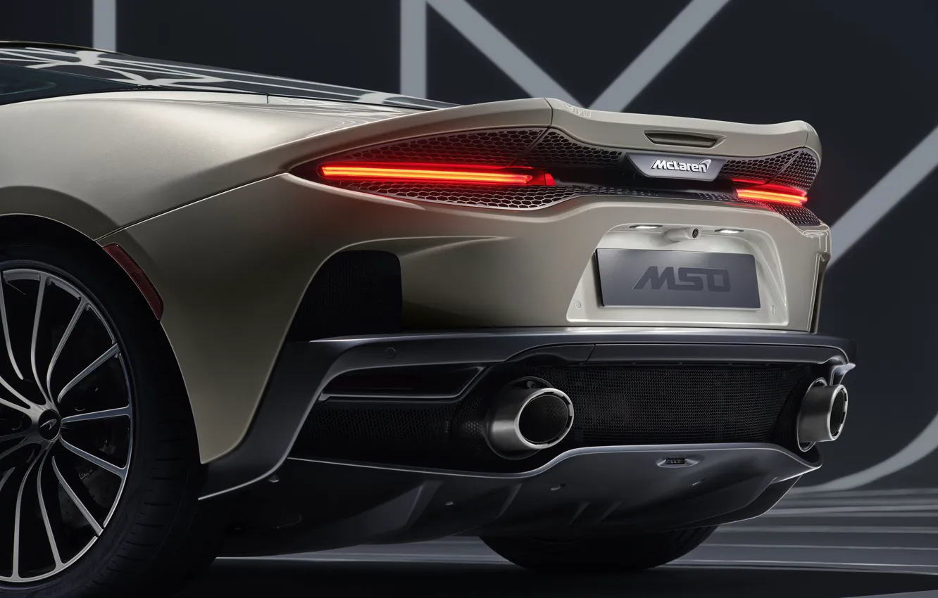 Wallpaper lights, McLaren, supercar, rear view, MSO, 2019, McLaren GT, Defined Flux Silver for ...