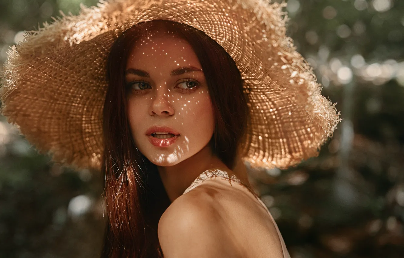 Wallpaper close-up, face, shadow, hat, beauty, George Chernyadev, Georgy Chernyadyev, Victoria ...