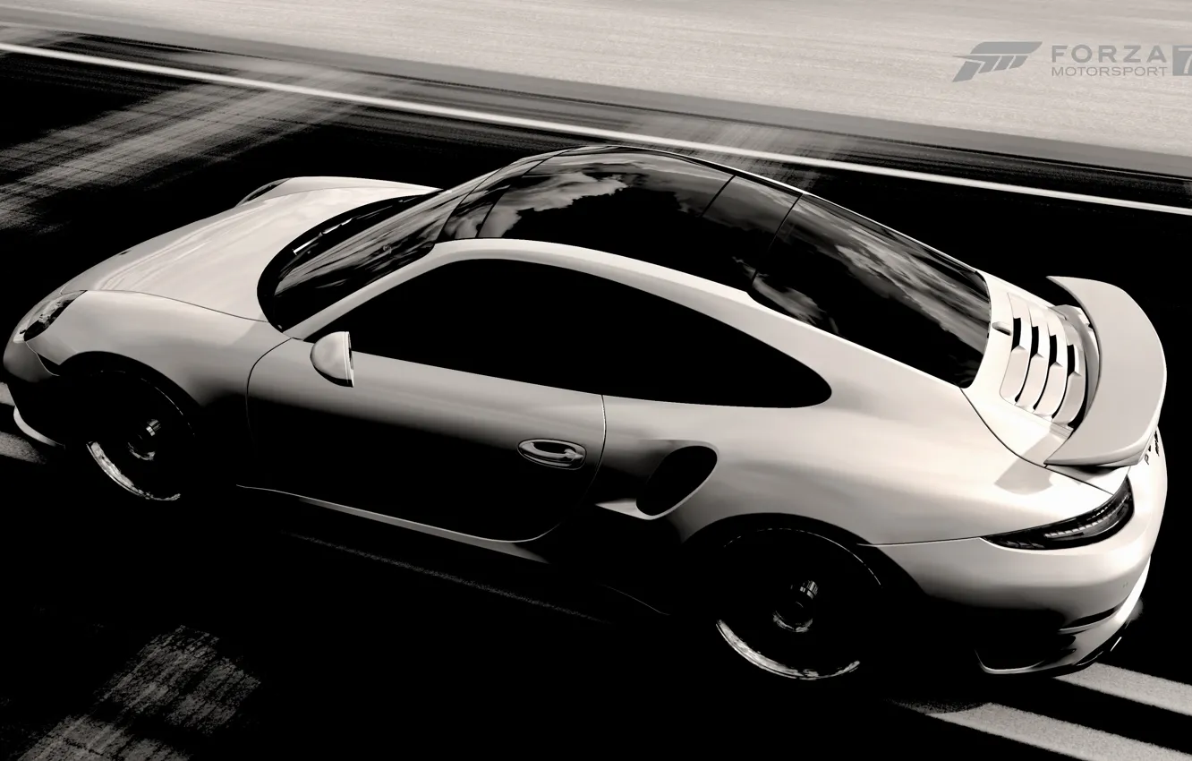 Wallpaper Forza Motorsport 7, Black & White, Porsche 911 Turbo S, FM7 ...
