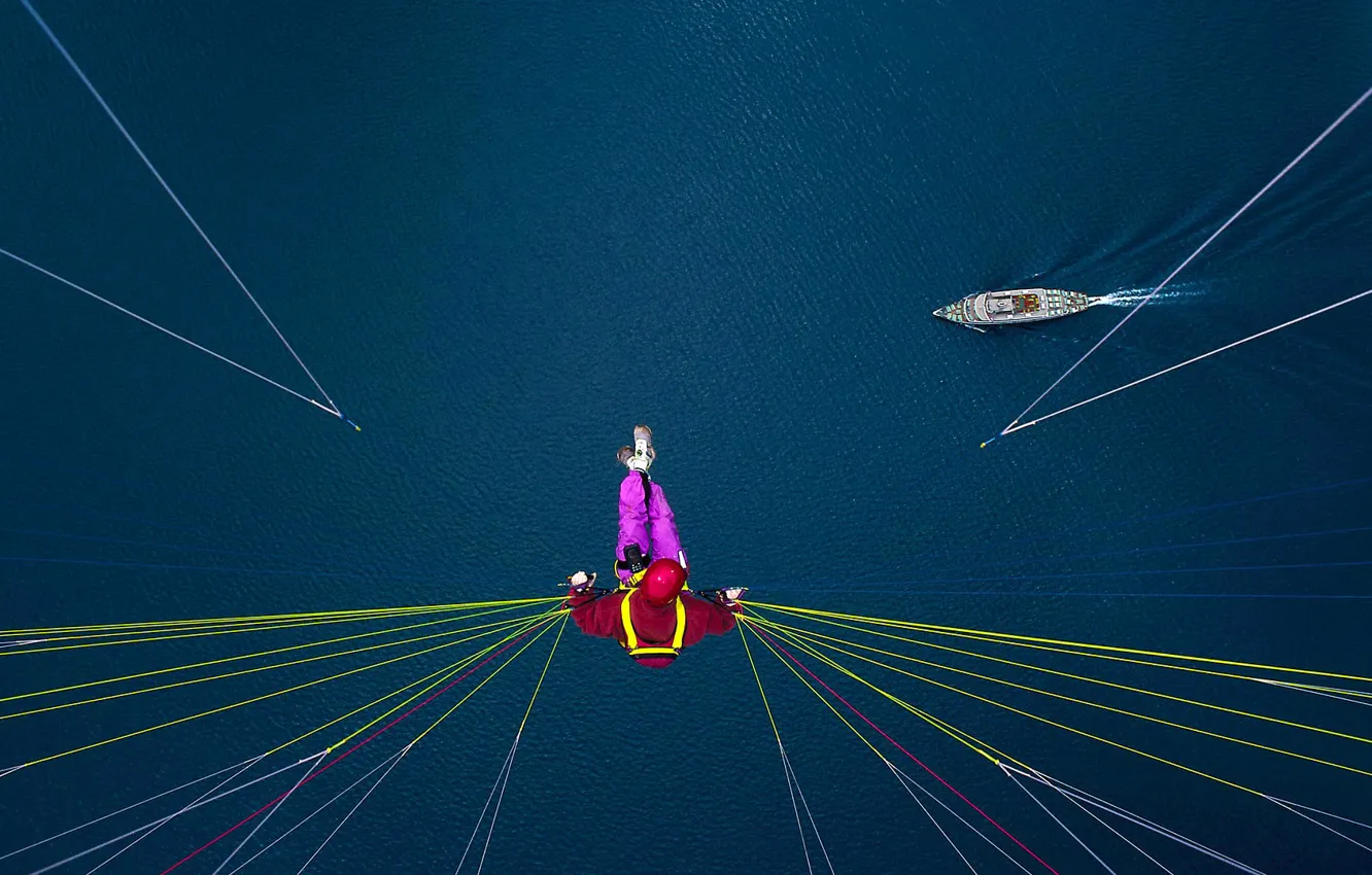 Wallpaper ship, Switzerland, slings, lake Thun, Paraglider for mobile ...