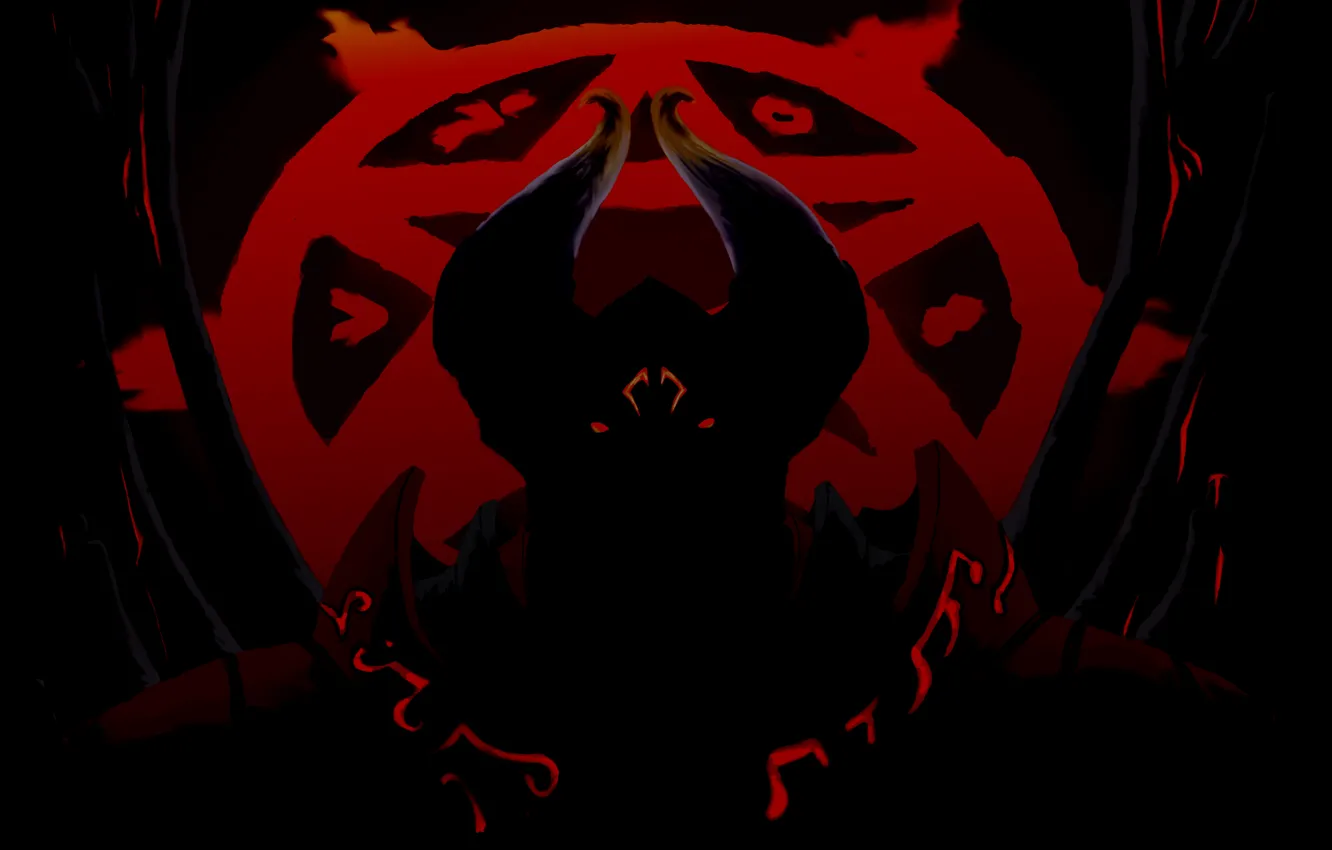 Wallpaper weapons, sword, the demon, silhouette, art, horns, Dota 2 ...