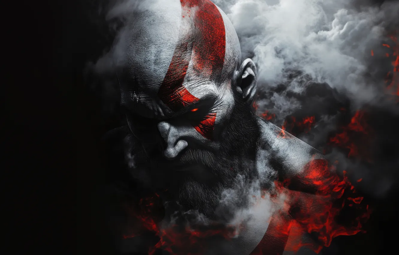 Wallpaper Sony, Ragnarok, smoke, weapon, Kratos, God of War, snow, blow ...