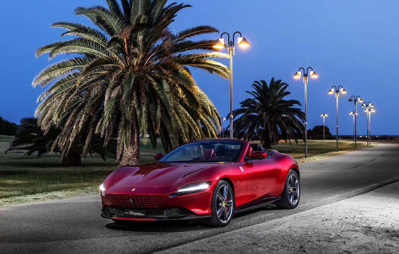 Wallpaper car, Ferrari, Roma, headlights, Ferrari Roma Spider for ...