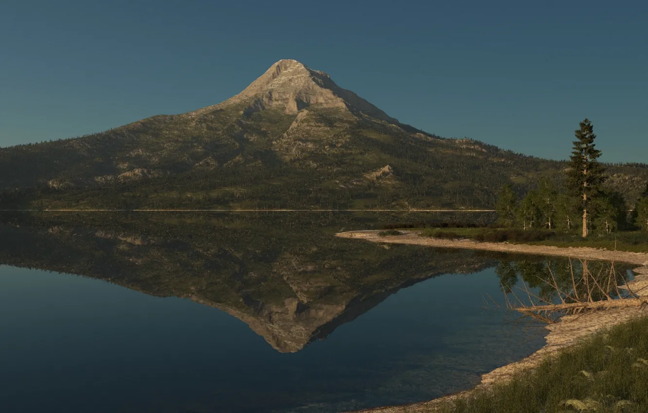 Wallpaper greens, grass, trees, mountains, nature, lake, surface ...