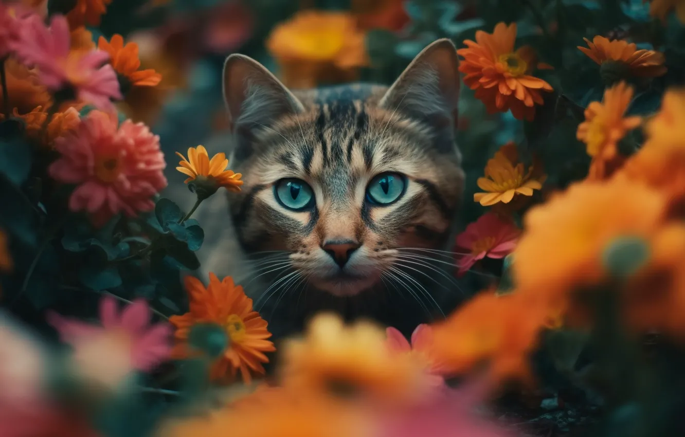 Wallpaper cat, look, pose, kitty, face, AI art, neural network for ...