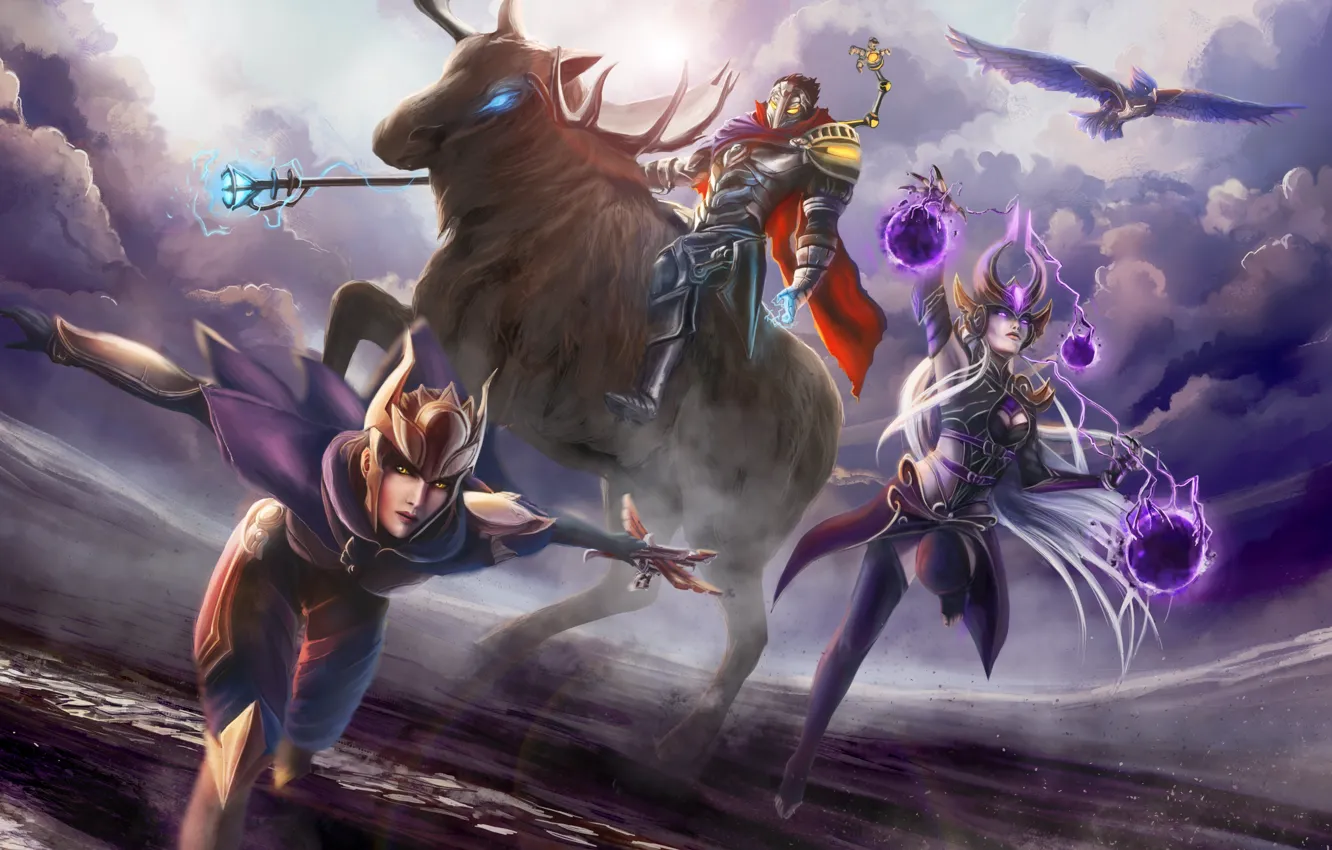 Wallpaper League of Legends, Shyvana, Syndra, Viktor, the Dark ...