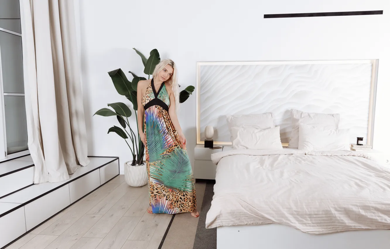 Wallpaper long hair, model, bedroom, gorgeous, photoshoot, posing ...