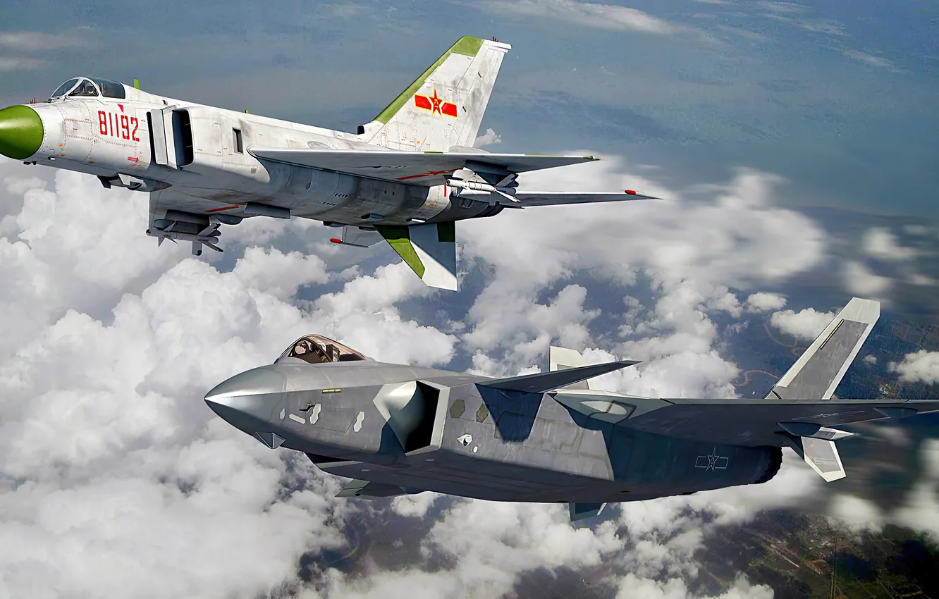 Wallpaper military, air force, J-20, fighter jet, old and new, J-8 for ...
