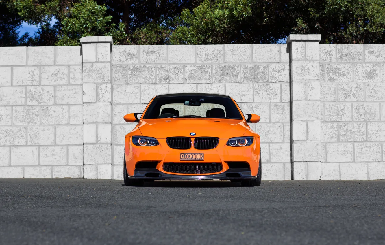 Wallpaper BMW, m3, trees, e92, orange, The fence, the sky, BMW images ...