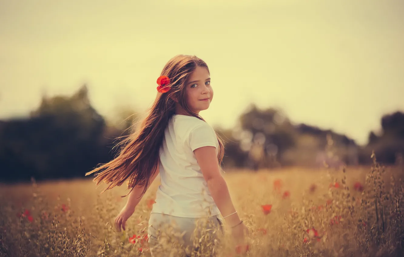 Wallpaper field, joy, Maki, girl for mobile and desktop, section ...