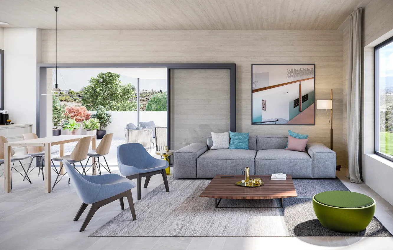 Wallpaper design, style, chairs, sofa, living room, Cyprus, Cyprus ...