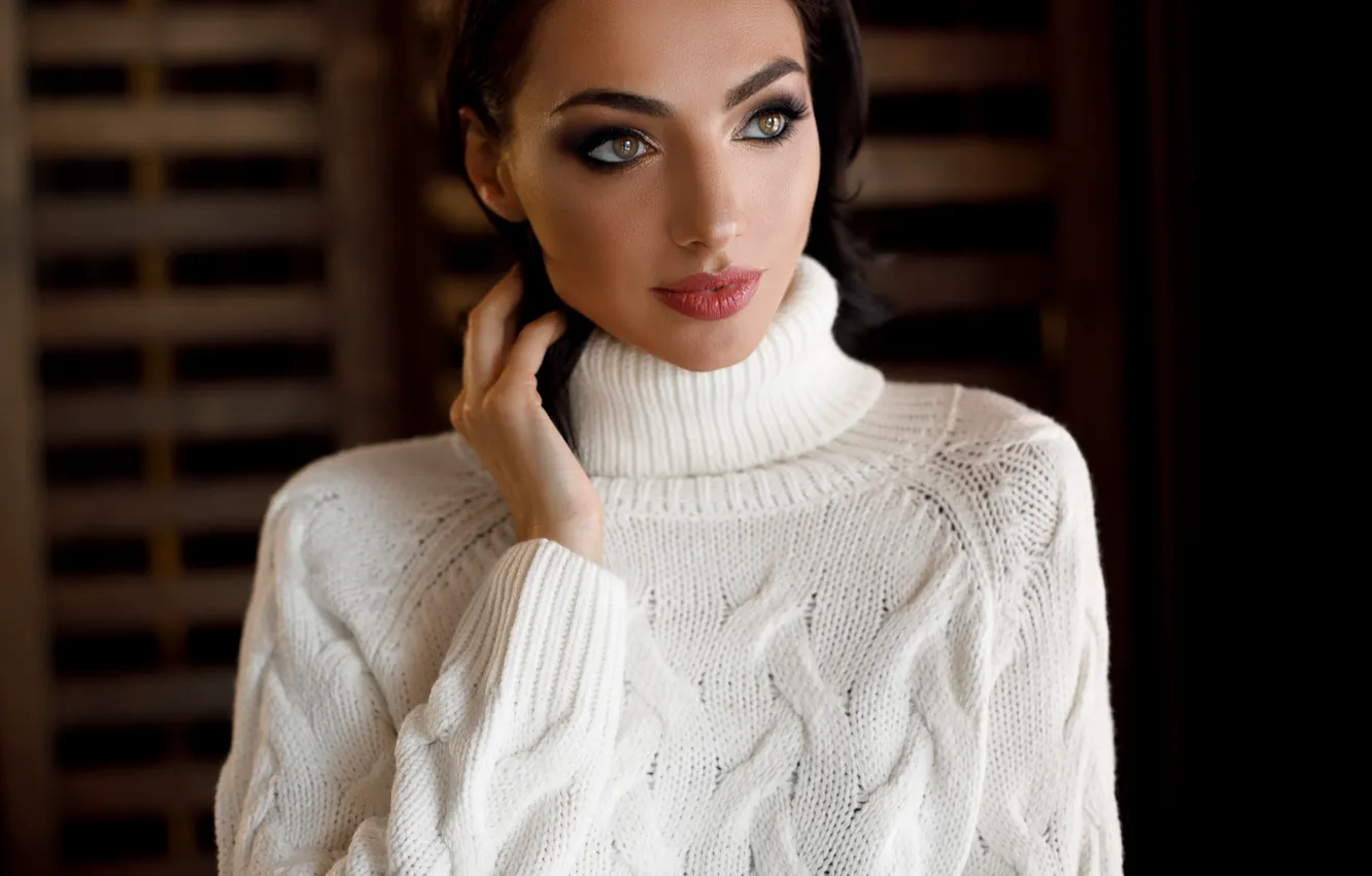 Wallpaper look, Girl, brunette, sweater, Alexander Sasin, Ales Vislocky ...