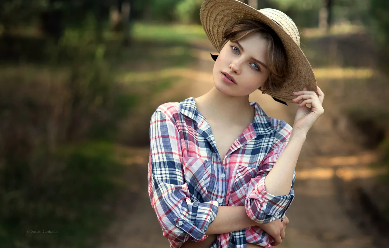 Wallpaper trees, nature, background, model, portrait, hat, makeup ...