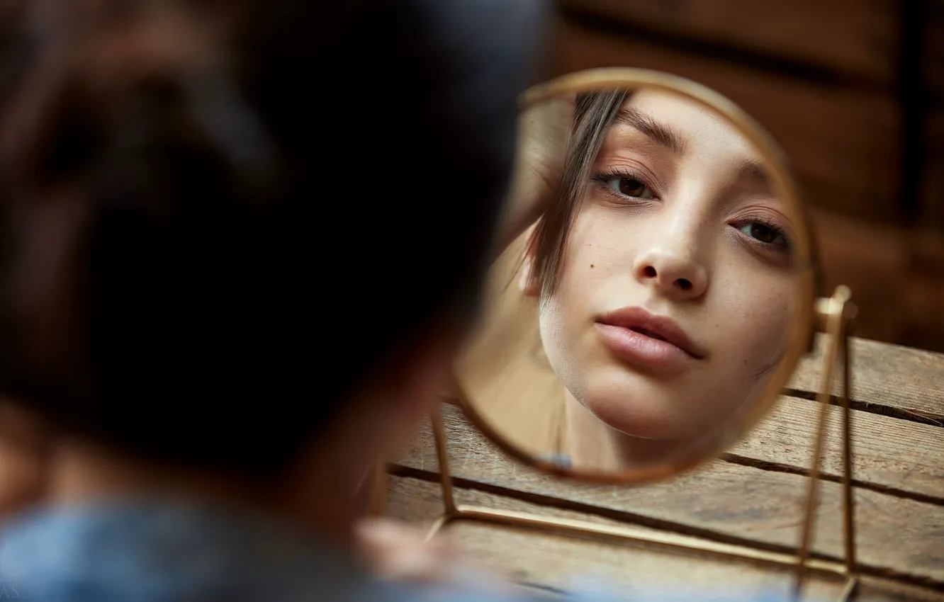 Wallpaper look, reflection, model, makeup, mirror, hairstyle, beauty ...
