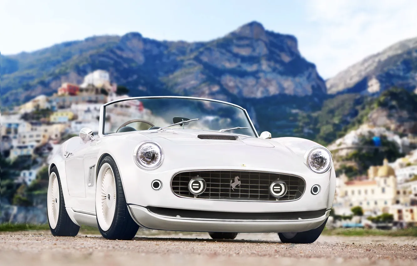 Wallpaper machine, auto, white, retro, rendering, the front, Transport ...