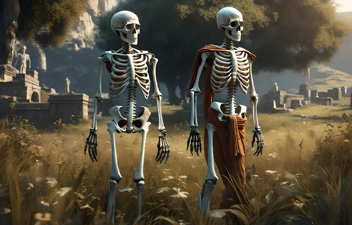Wallpaper skeleton, cemetery, the churchyard for mobile and desktop ...
