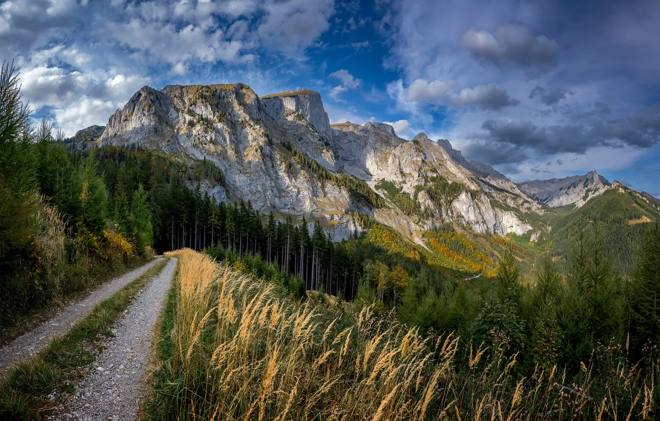 Wallpaper clouds, landscape, mountains, road, Austria, Alps, Sankt ...