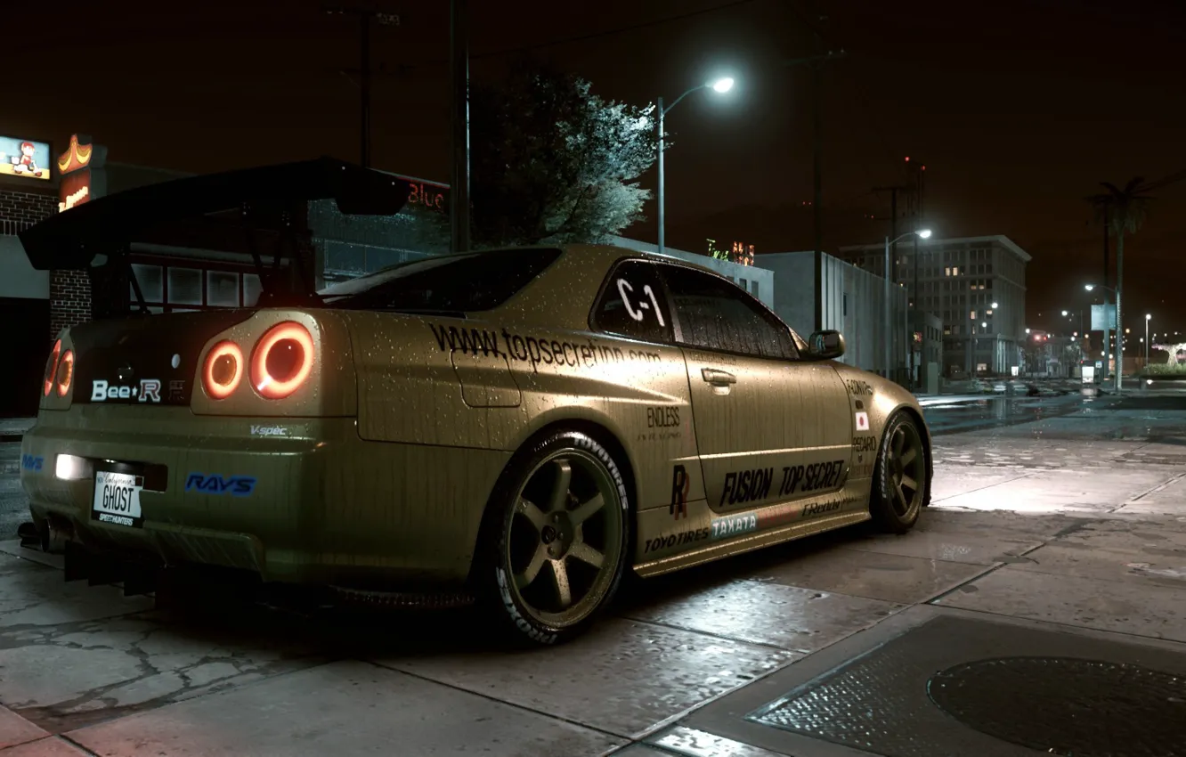 Wallpaper street, Nissan Skyline, night city, Need For Speed 2015, GTR ...