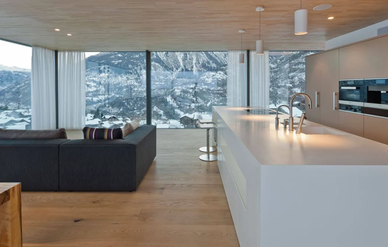 Wallpaper design, style, interior, Switzerland, kitchen, Switzerland ...