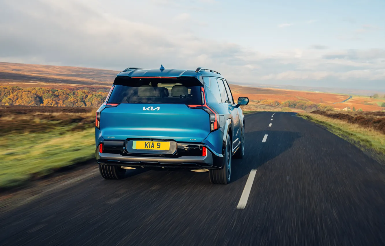 Wallpaper road, Kia, rear view, EV9, Kia EV9 GT-Line S 6-seat for ...