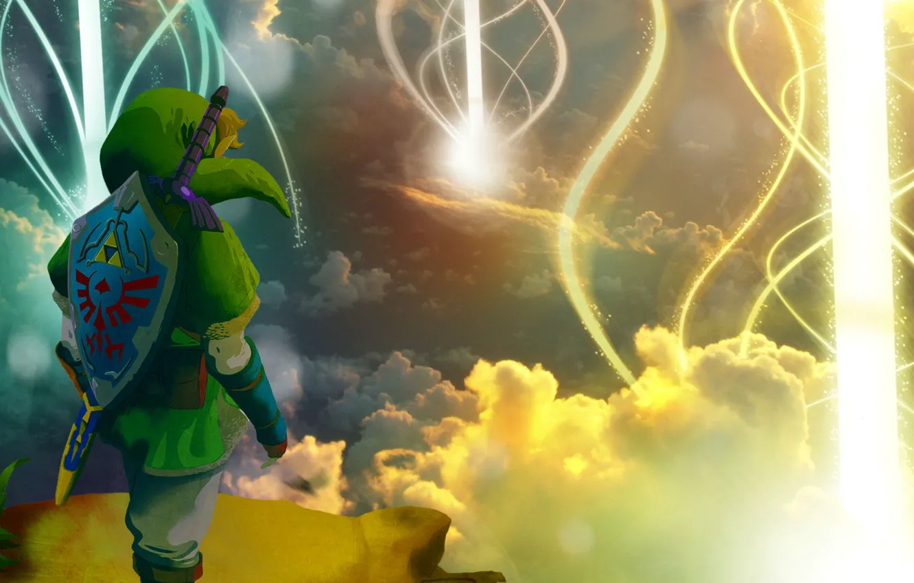 Wallpaper clouds, light, sword, hero, sword, shield, zelda, hero for ...