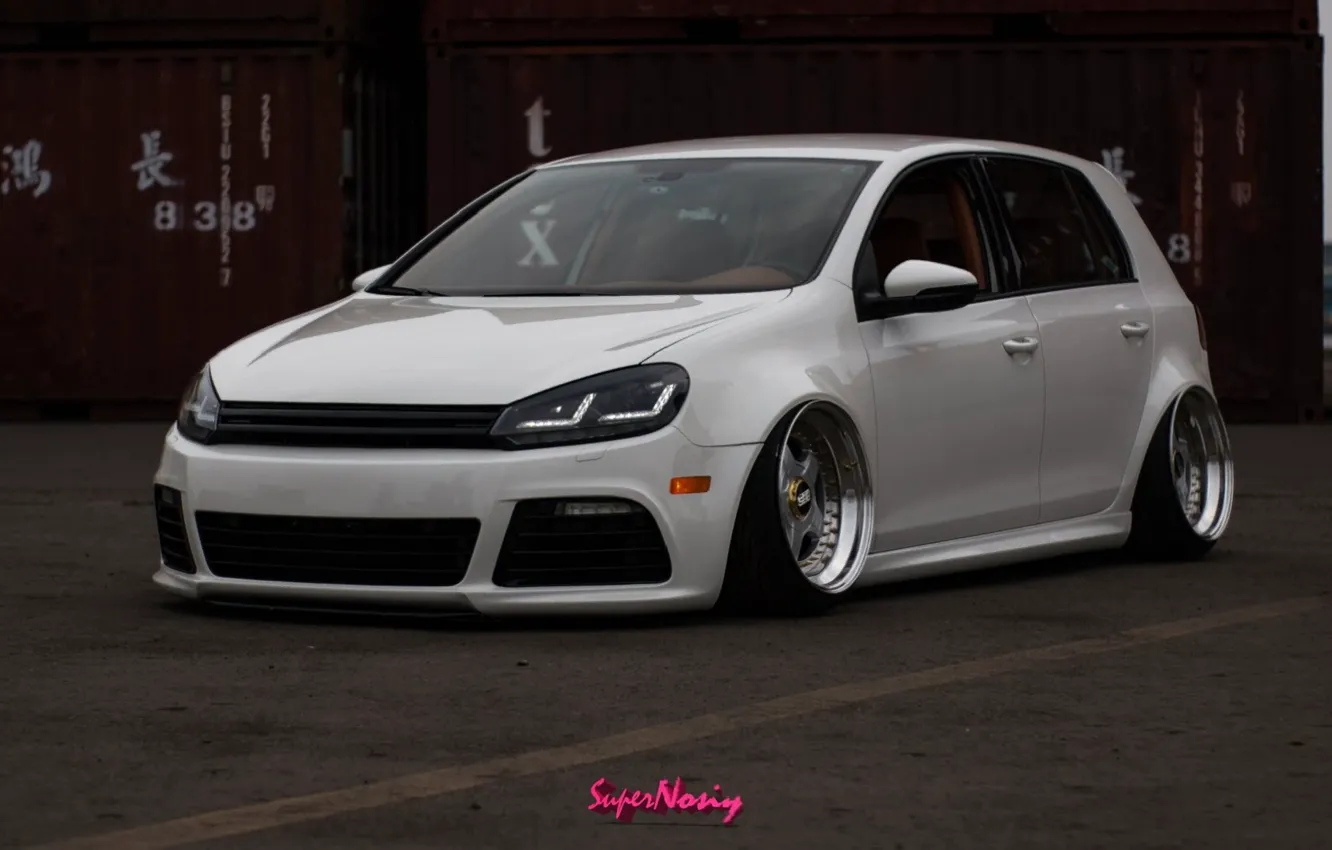 Wallpaper volkswagen, white, tuning, low, stance, golf r, droppe, golf ...
