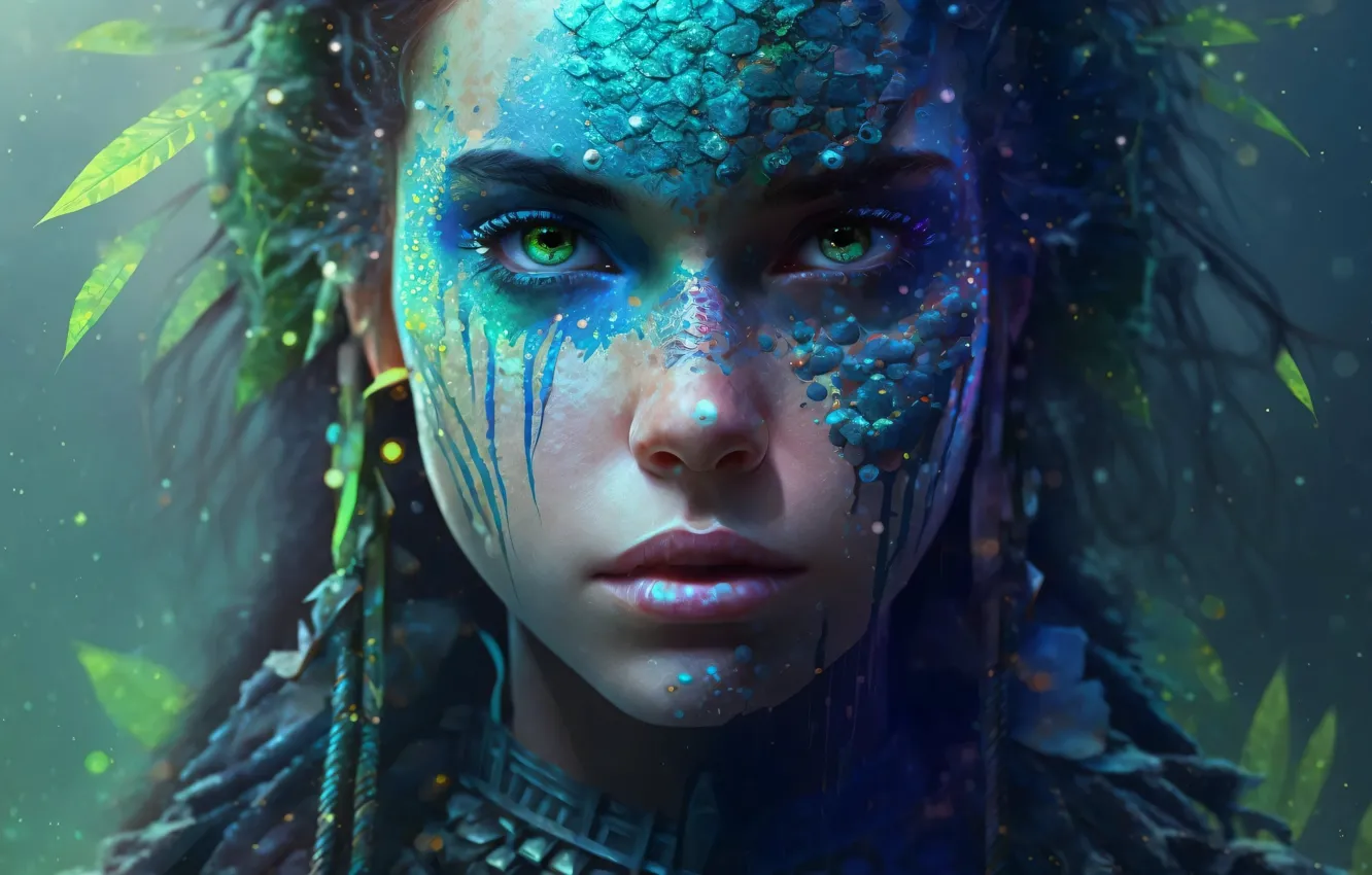 Wallpaper look, girl, face, scales, fantasy for mobile and desktop ...