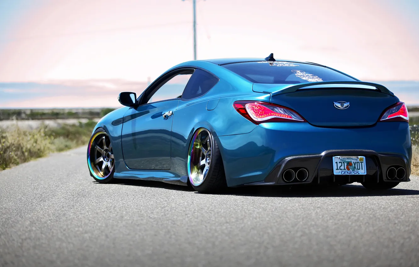 Wallpaper blue, Hyundai, Blik, blue, rear, Hyundai, Genesis for mobile ...