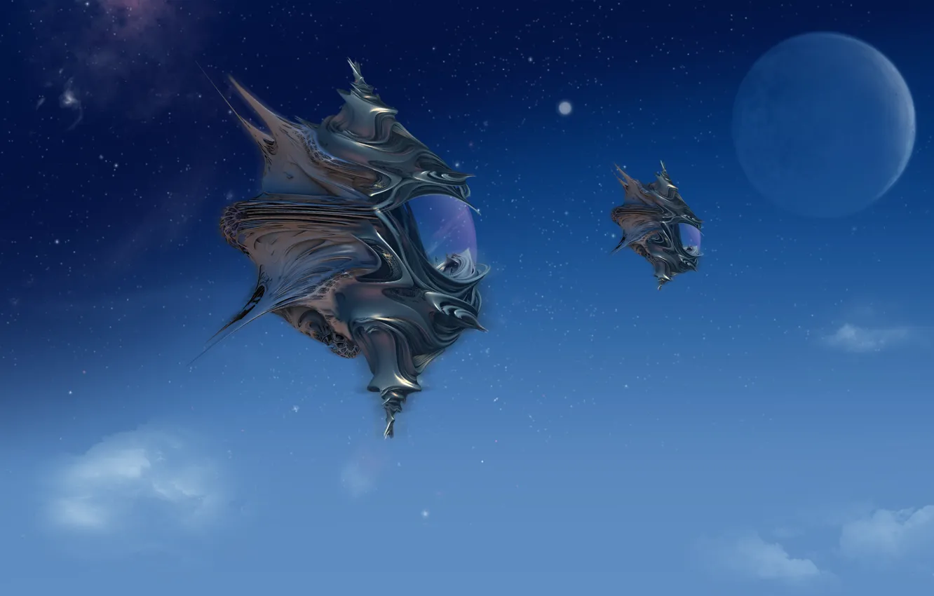 Wallpaper stars, clouds, planet, bio ships for mobile and desktop ...