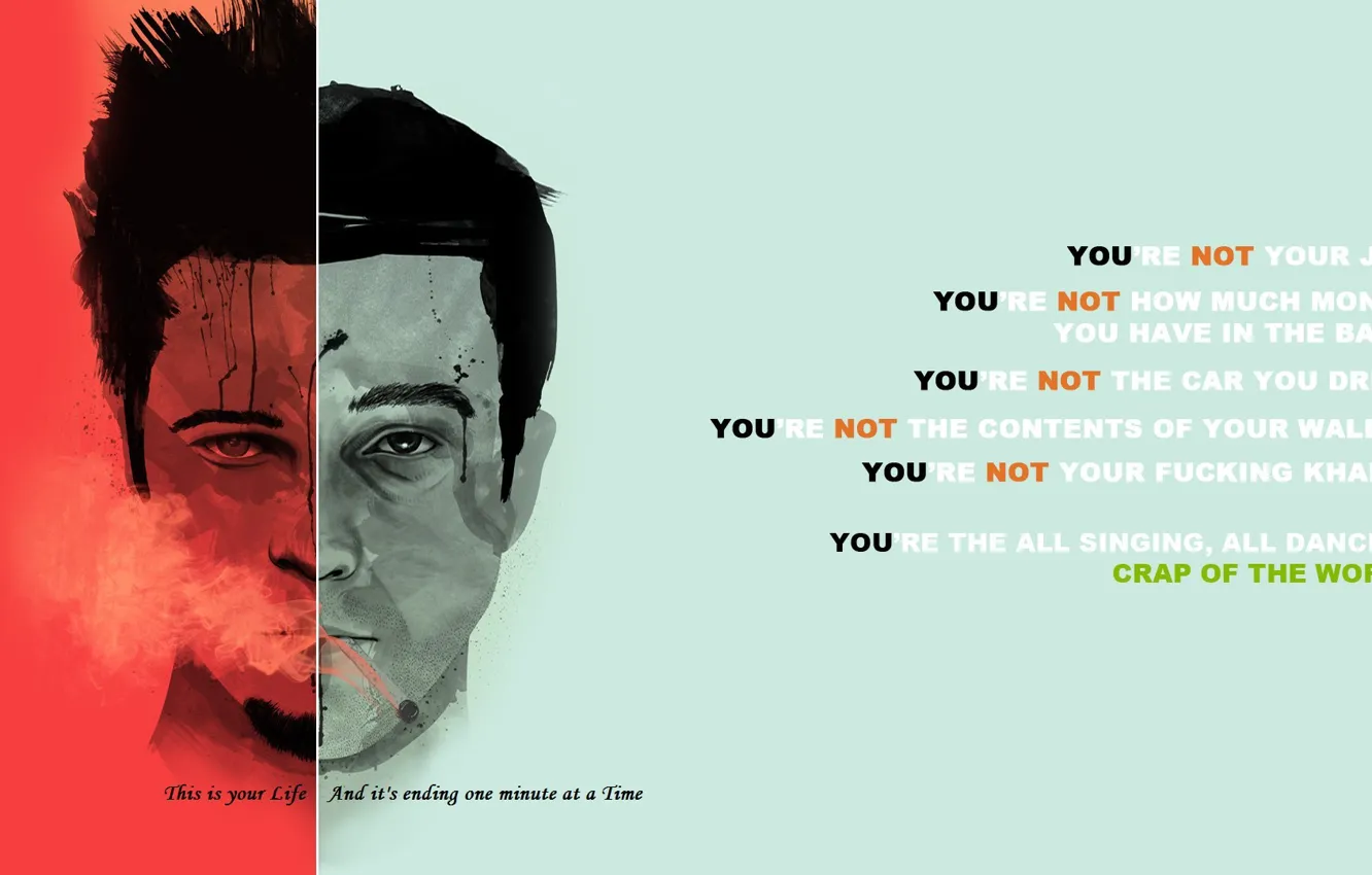 Wallpaper style, smoke, cigarette, fight club, fight club, edward ...