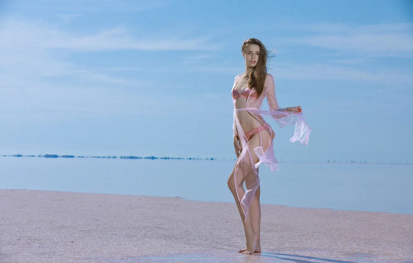 Wallpaper beach, long hair, model, brunette, gorgeous, posing, beautiful face, Photoshoot for ...