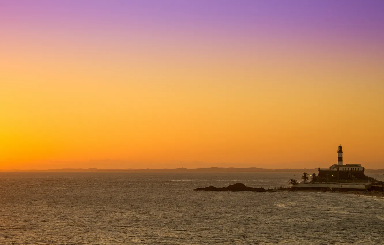 Wallpaper sea, sunset, lighthouse, the evening, Brazil, sea, sunset ...