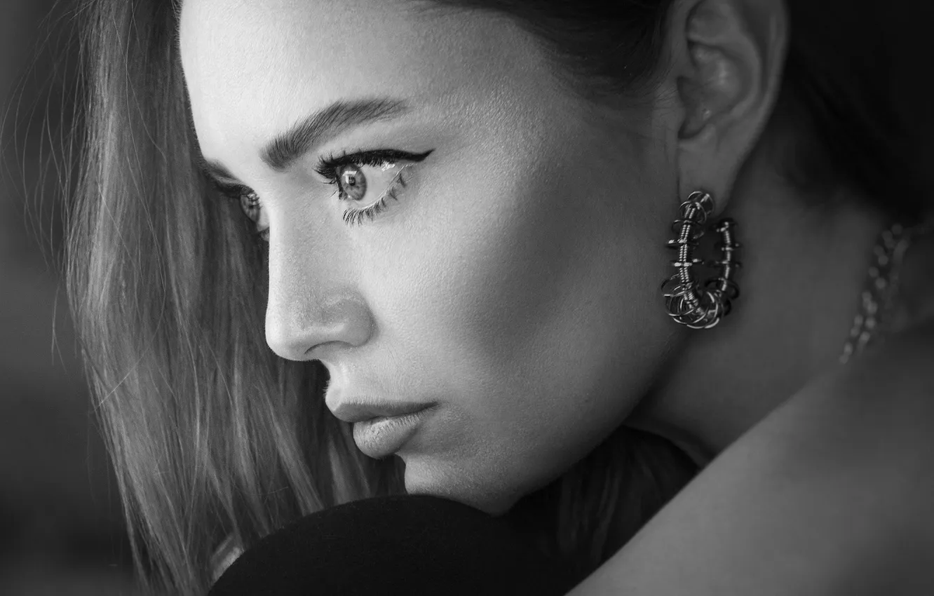 Wallpaper Olga, model, black white, Alex Darash for mobile and desktop ...