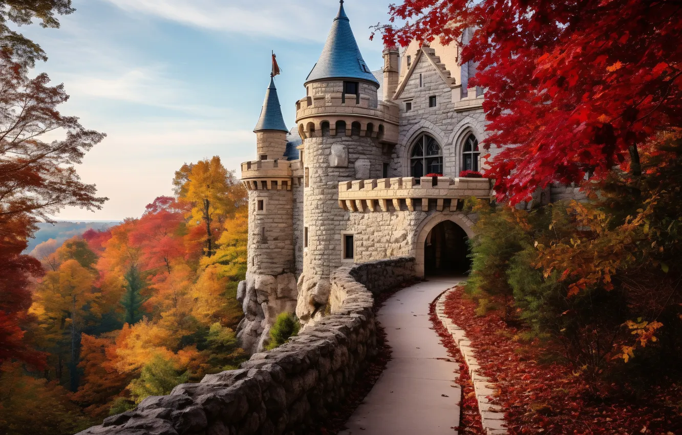 Wallpaper autumn, landscape, castle, landscape, beautiful, autumn ...