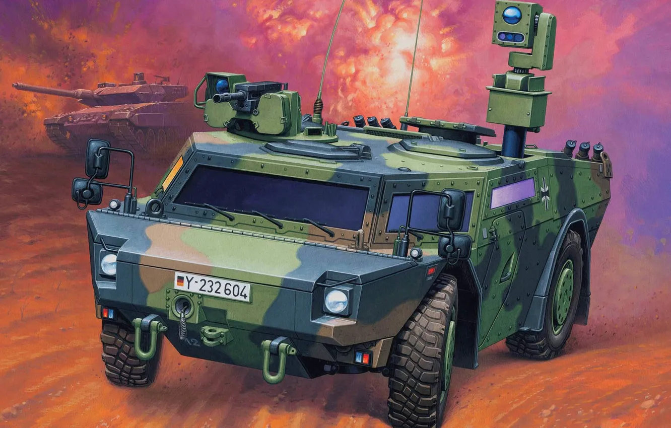 Wallpaper figure, art, Fennec, modern light reconnaissance armored car ...