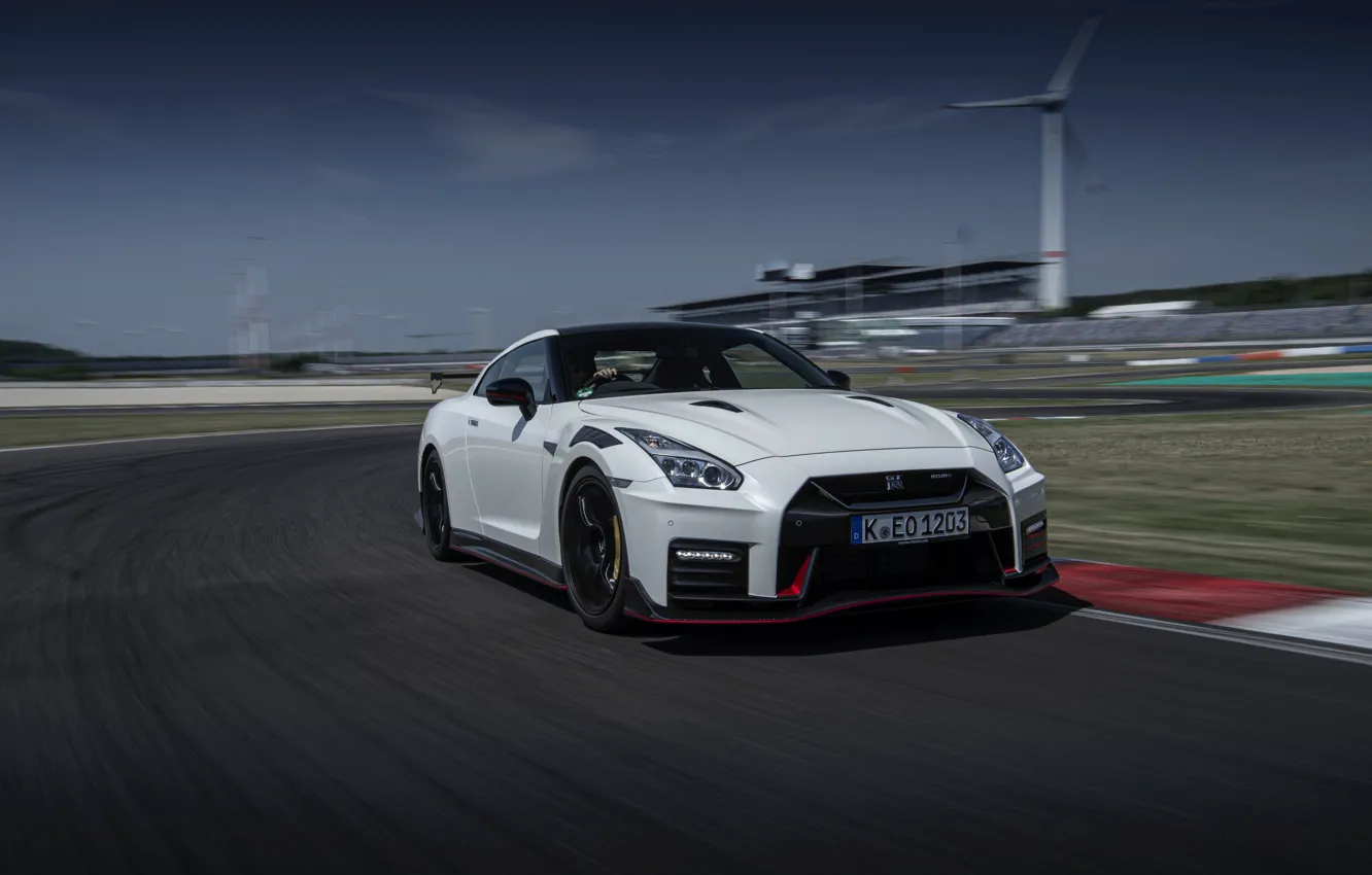 Wallpaper white, Nissan, GT-R, track, R35, Nismo, 2020, acceleration ...