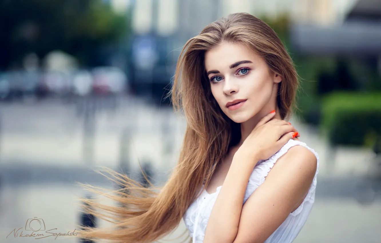 Wallpaper Girl Long Hair Dress Photo Photographer Blue Eyes Model