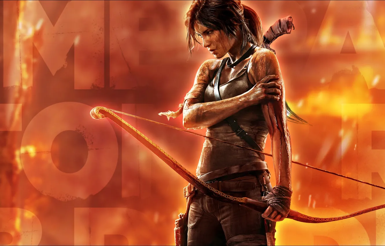 Wallpaper forest, fire, bow, arrow, shotgun, survivor, lara, tombs for ...