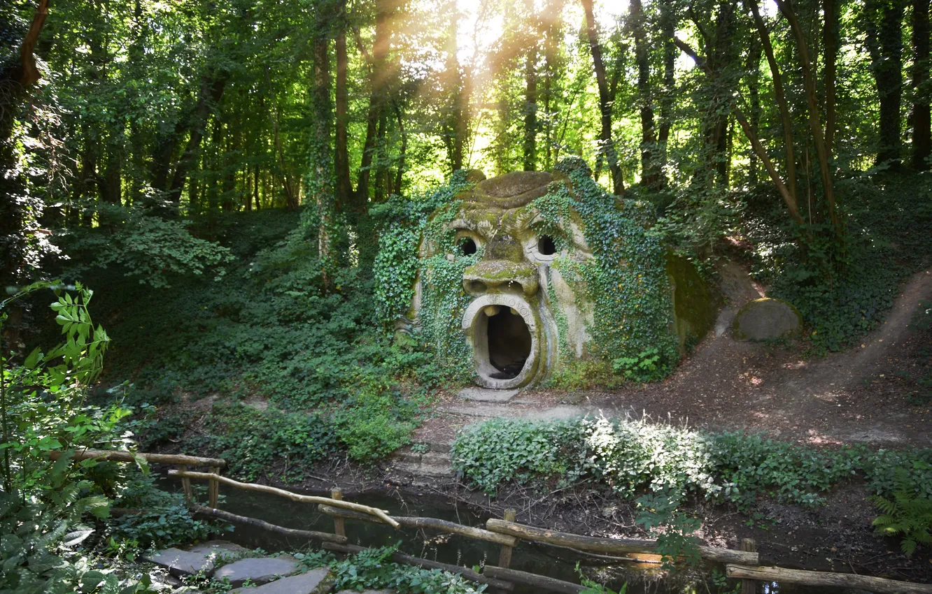 Wallpaper forest, eyes, mouth, structure, ivy for mobile and desktop ...