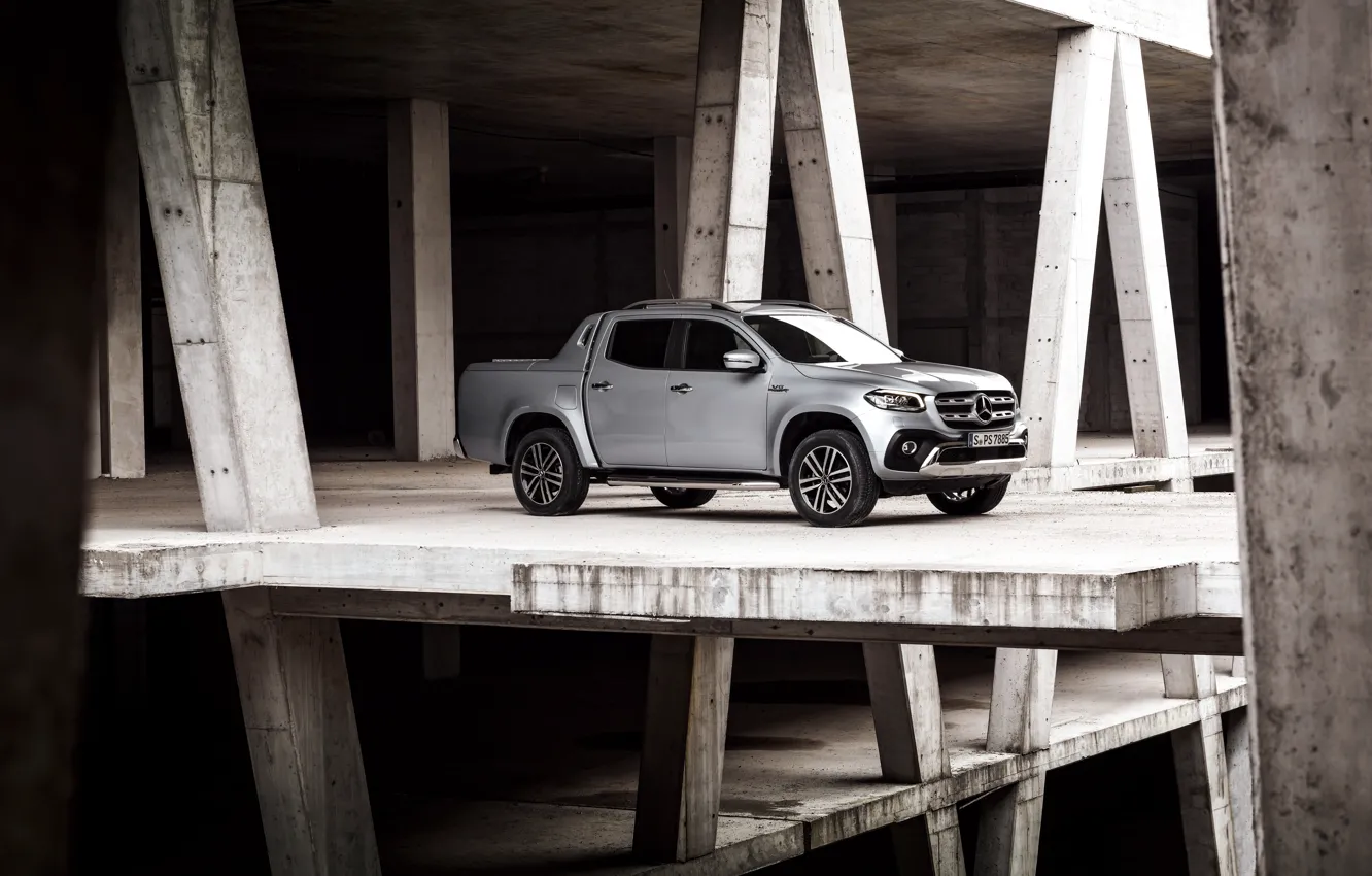 Wallpaper Mercedes-Benz, structure, pickup, 2018, X-Class, gray-silver ...