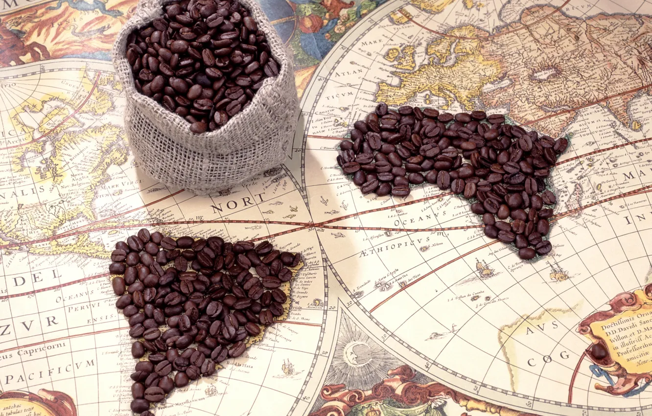 Wallpaper coffee, map, grain for mobile and desktop, section разное ...
