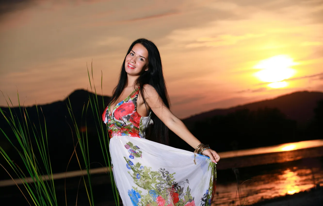 Wallpaper girl, dress, beautiful, model, sweet, brunette, Charming for ...