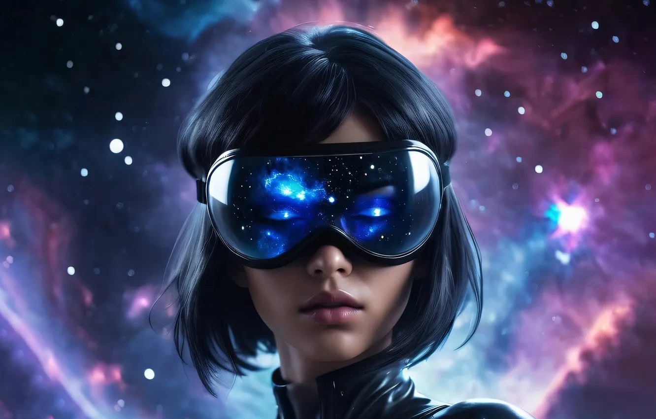 Wallpaper space, mask, glasses, devushka, ai art for mobile and desktop ...